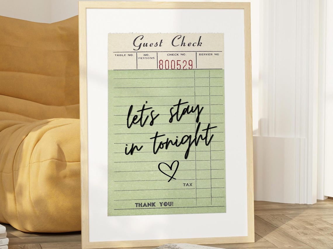 Guest Check Print Bedroom Art Bedtime Housewarming Gift Wedding Present ...
