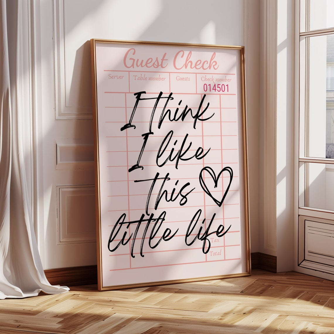 Guest Check Print, I Think I Like This Little Life Home Decor #476 ...