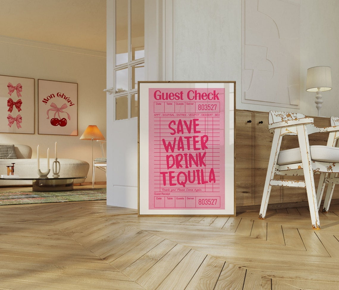 Guest Check Print, Inspiring Wall Art, Guest Check Wall Art, Save Water ...