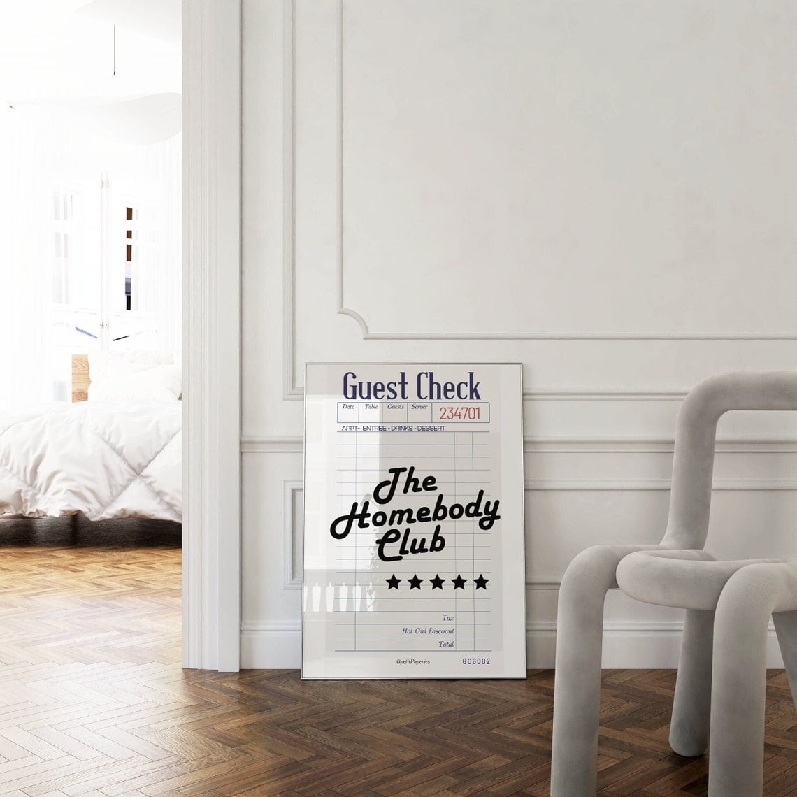 Guest Check Print Poster Homebody Club Wall Art Retro Wall Art Blue ...
