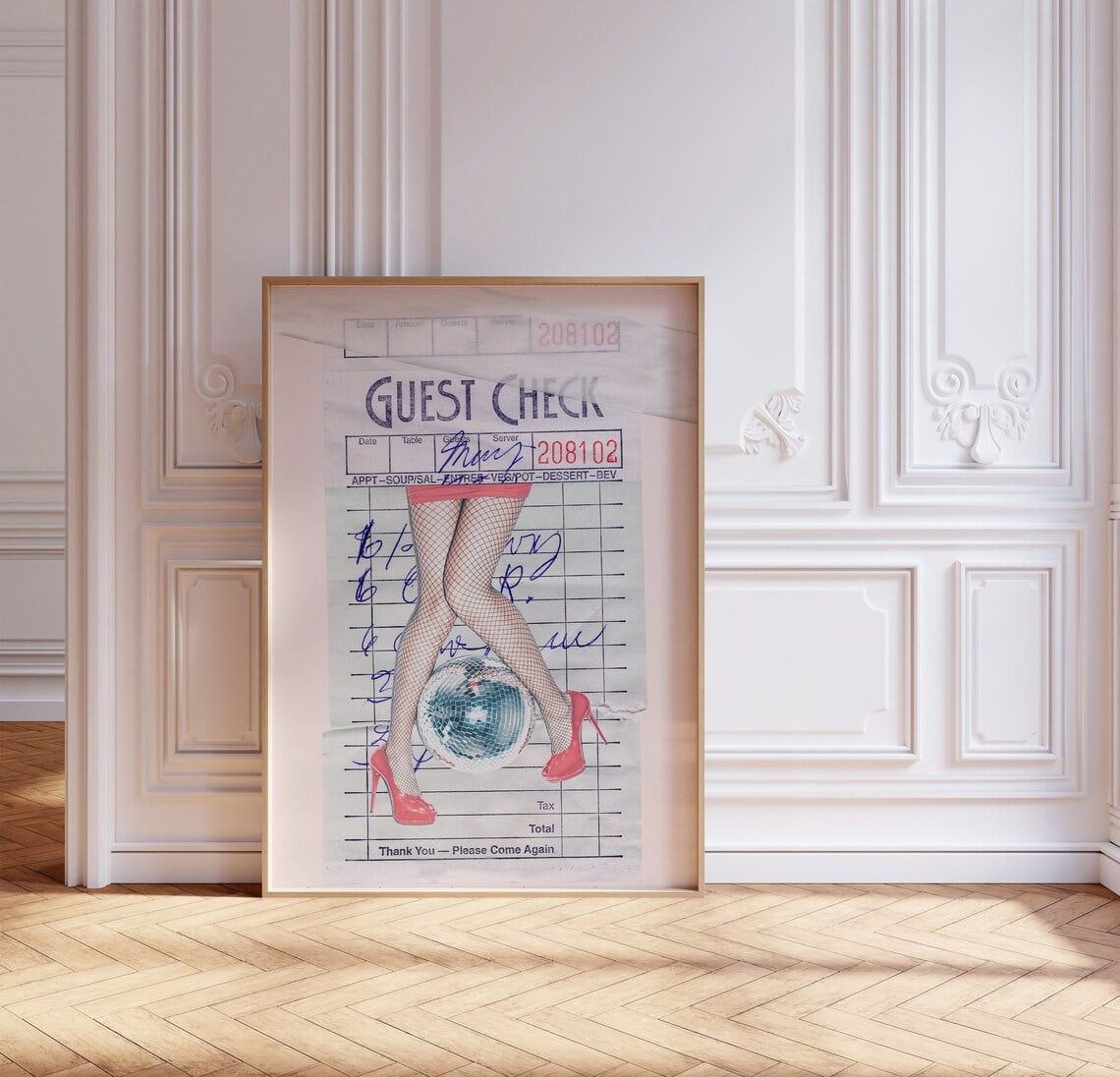 Guest Check Print-Trendy Wall Art Prints-Bar Cart Decor-Disco Print ...