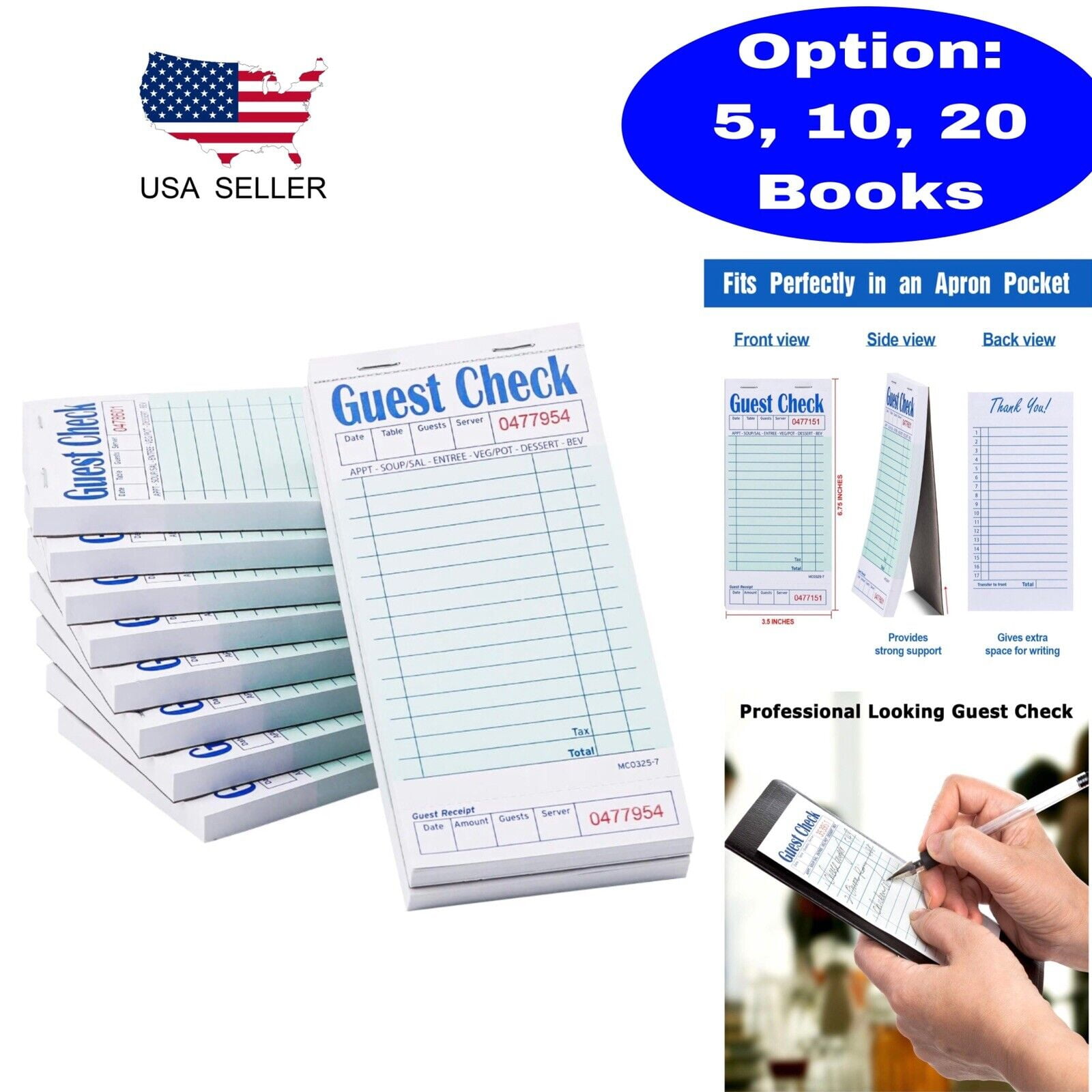 Guest Check Receipt Book Notepad Invoice Stub for Food Order 50 Sheets ...