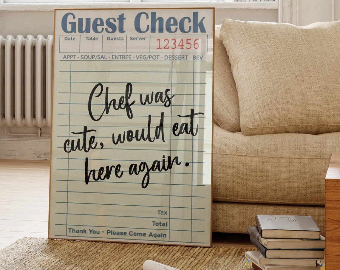 Guest Check Satire Wall Art! Boho, Minimalist Modern Art, Boho ...