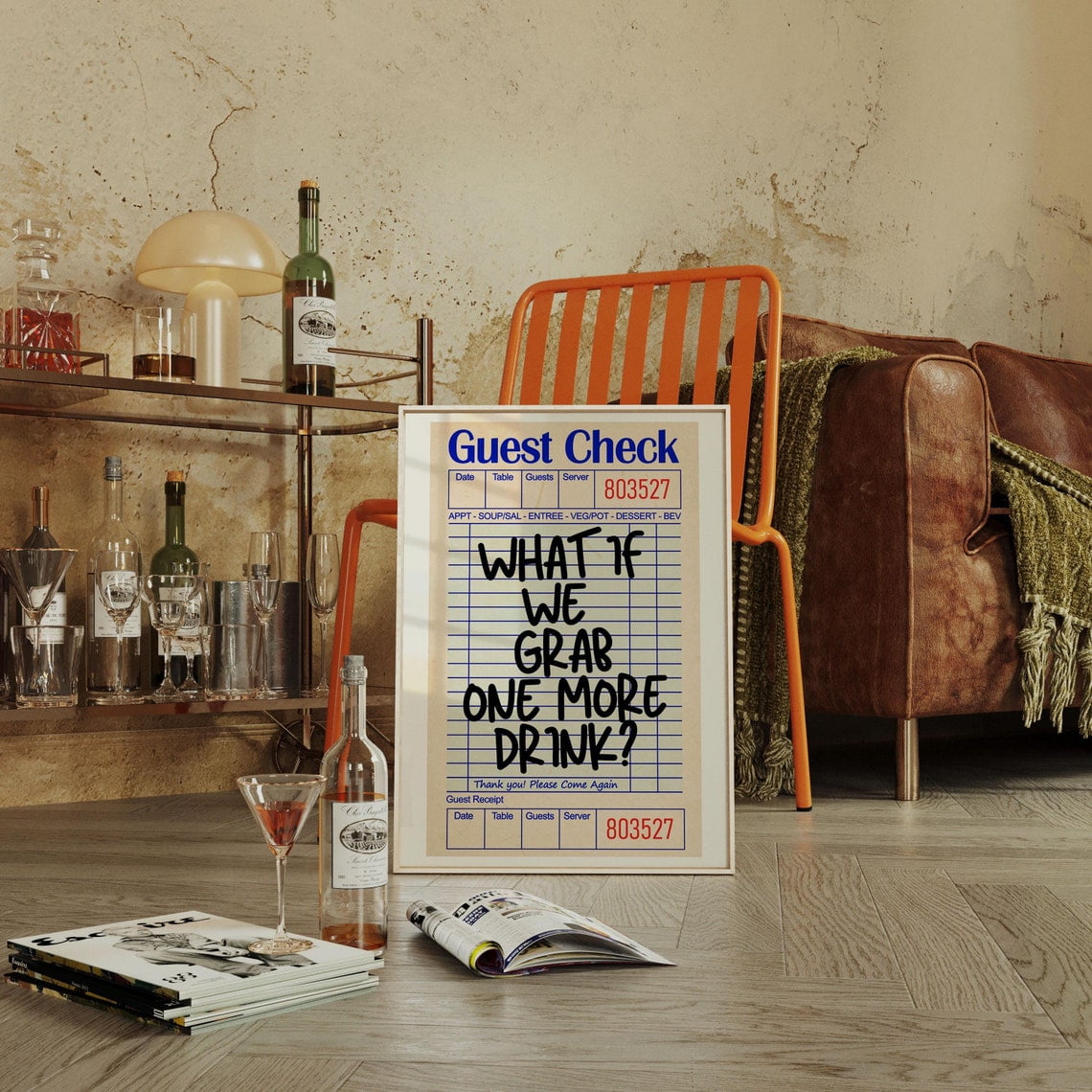 Guest Check Wall Art, What If We Grab One More Drink Print, Inspiring ...
