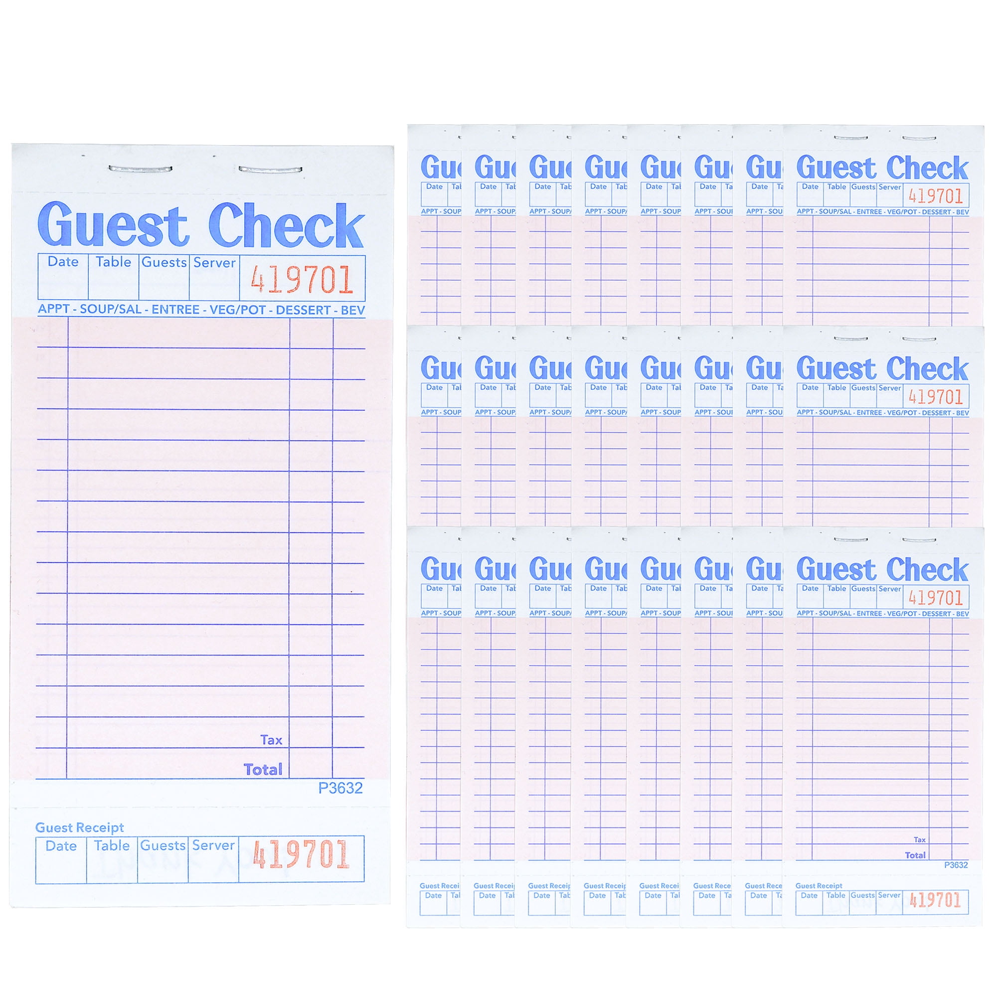 Guest Checks Server Note Pads 24 Pack 1200 Orders, Pink Guest Check ...