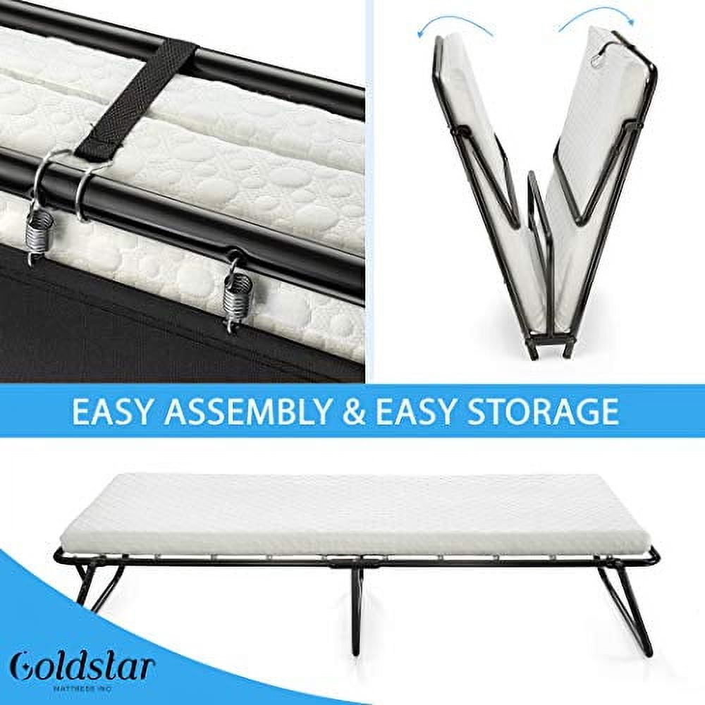 Guest Folding Bed Cot - with Memory Foam Mattress Compact, Portable ...