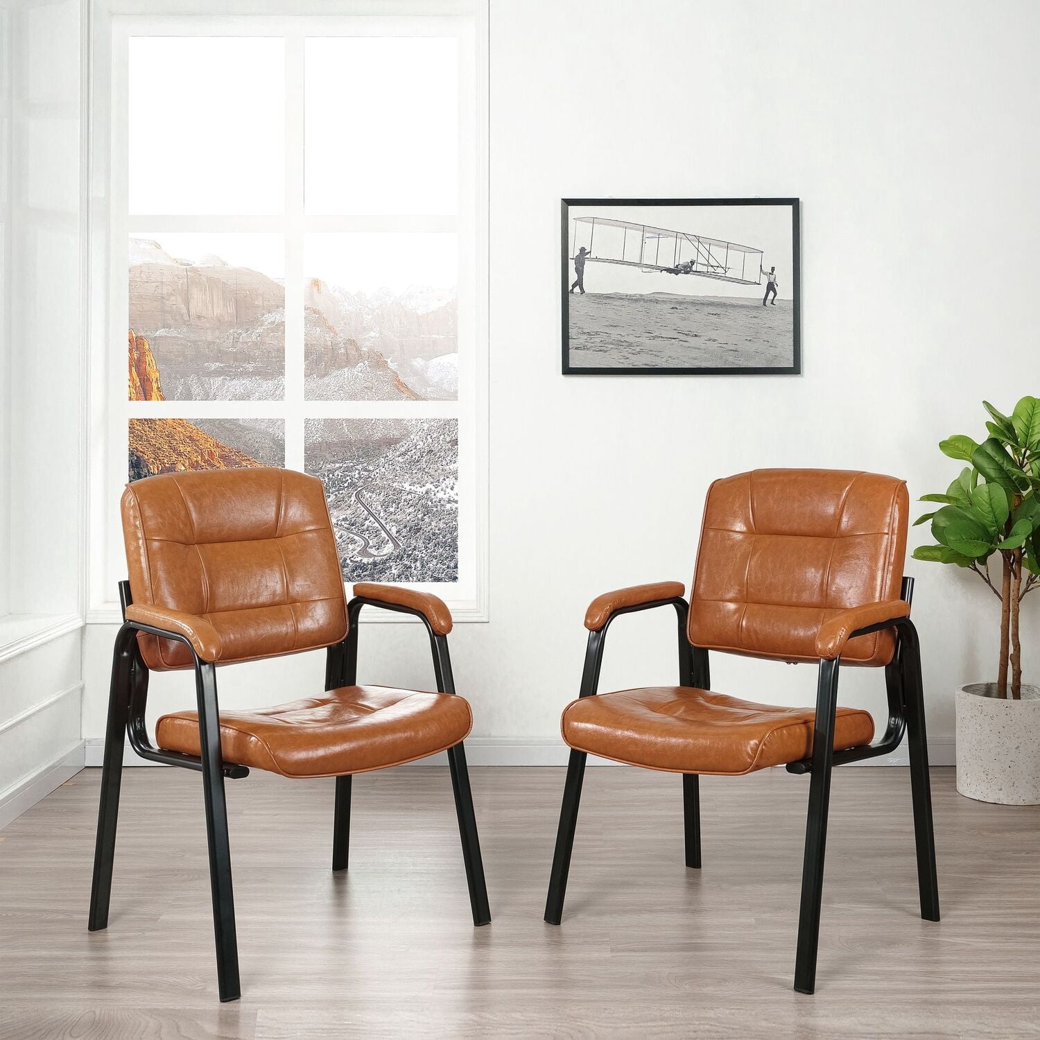 Free Shipping! Guest Office Chair Set of 2, Heavy Duty Leather ...