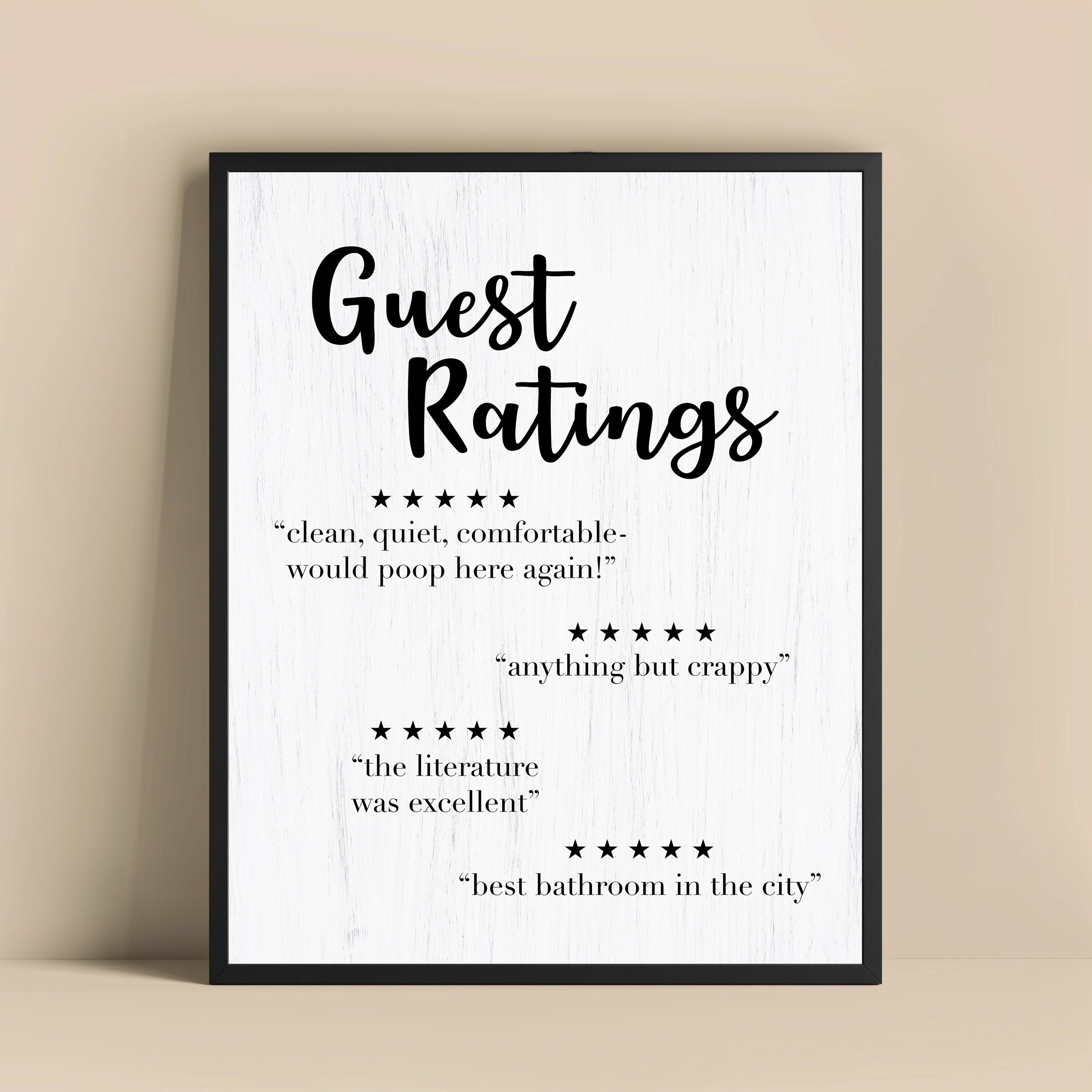 Guest Ratings Bathroom Sign, Bathroom Decor, Wall Art, Quirky Restroom ...