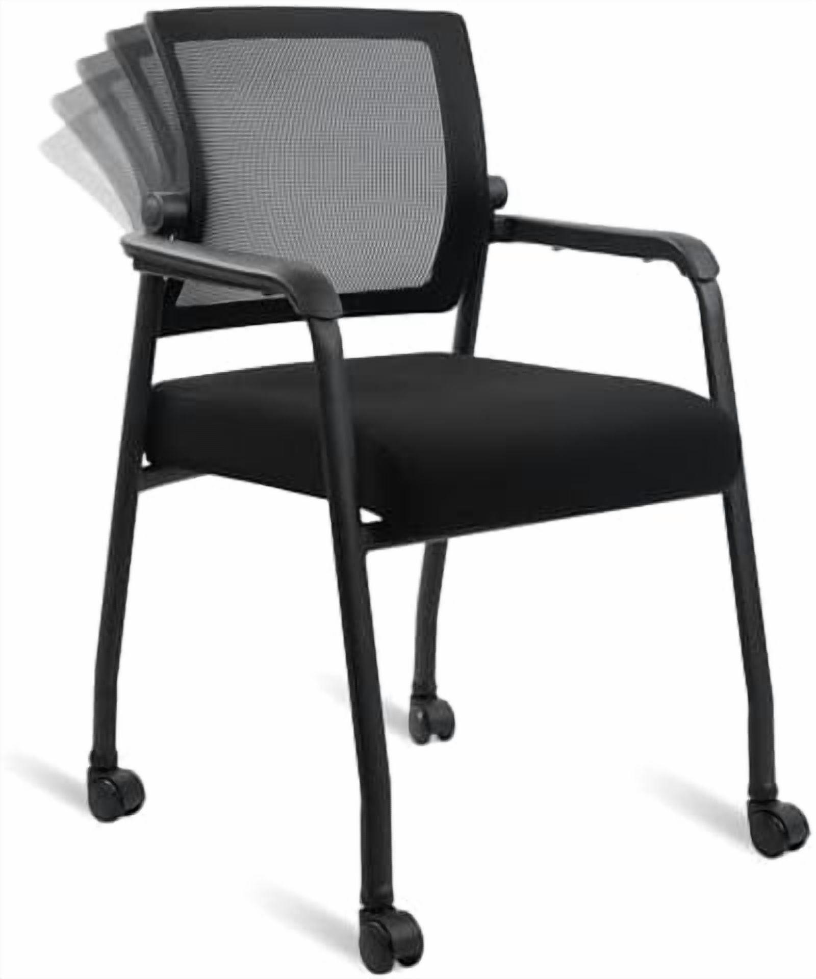 Guest Reception Chair with Adjustable Mesh Backrest and Wheels, Arm ...