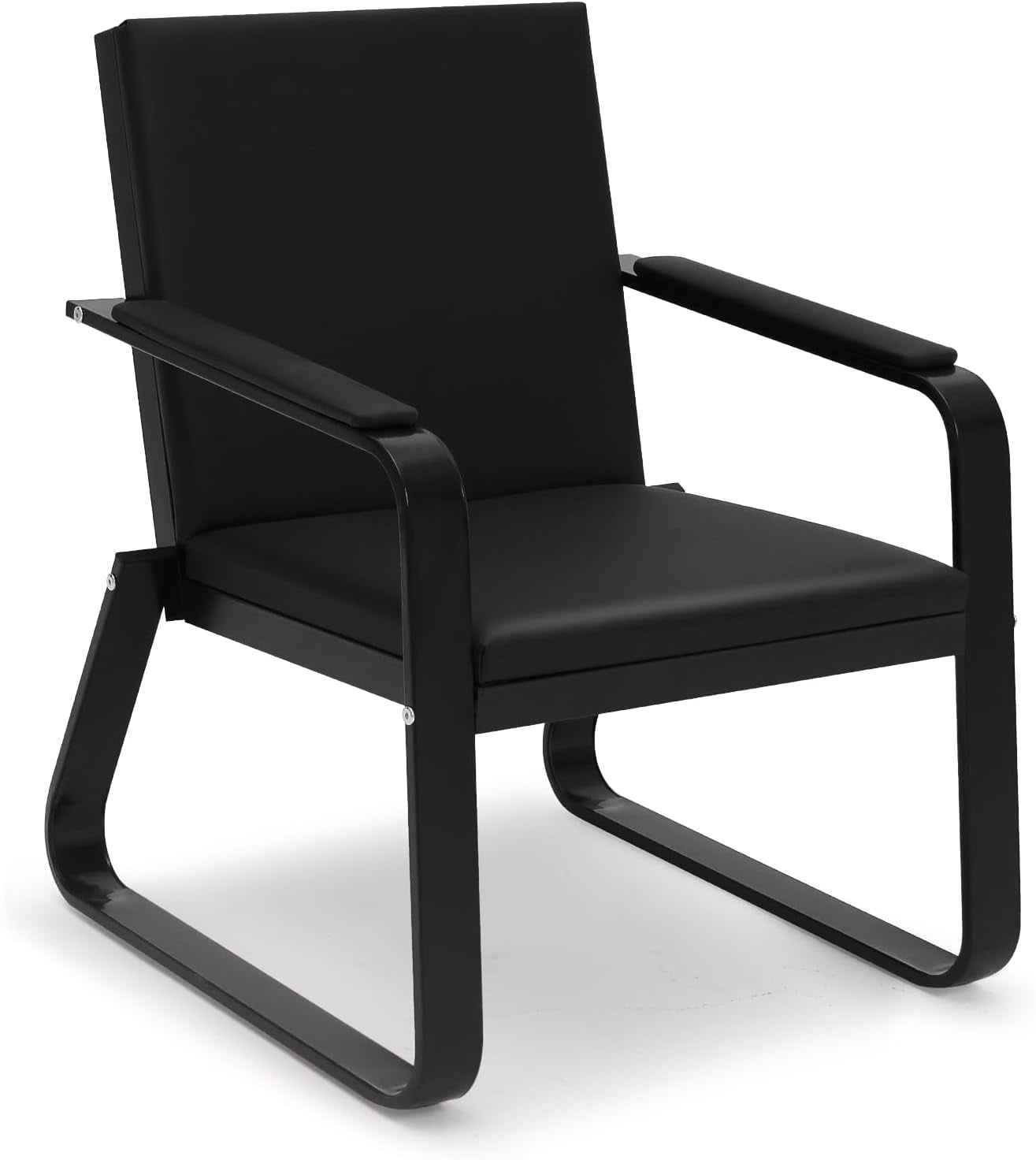 Guest Reception Chair with Padded Arms, PU Leather, Heavy Duty 330 Lb ...