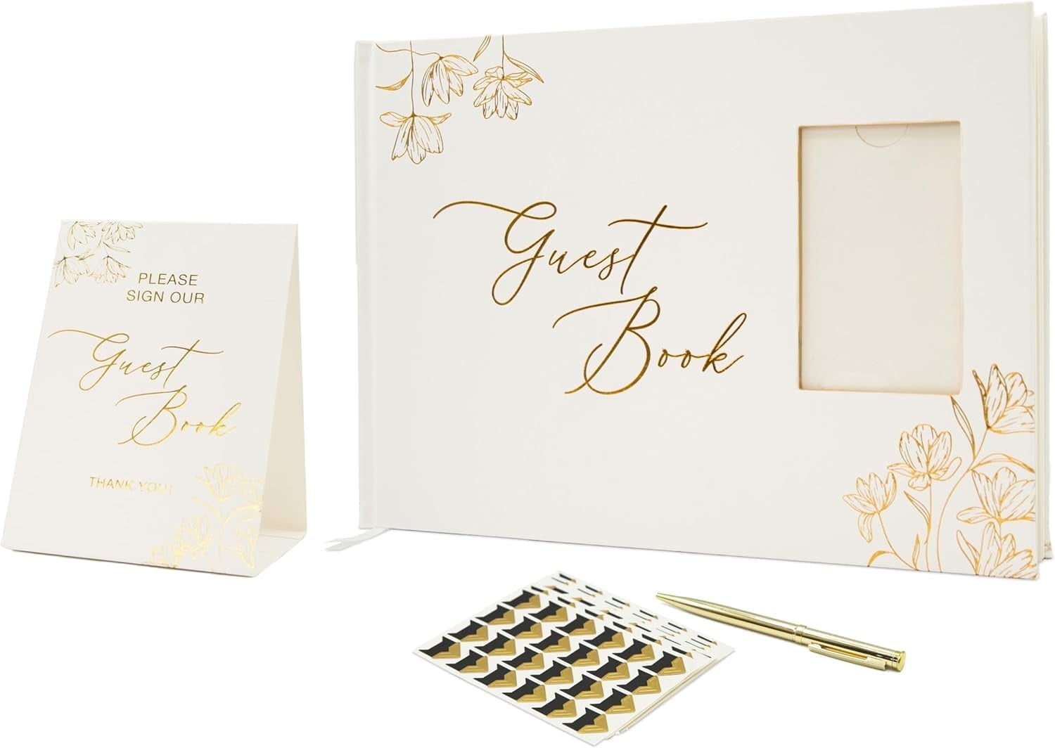 Guestbook Bundle Set (Guestbook, Sign, Photo Corners, Box & Pen Included) - Wedding Birthday ...