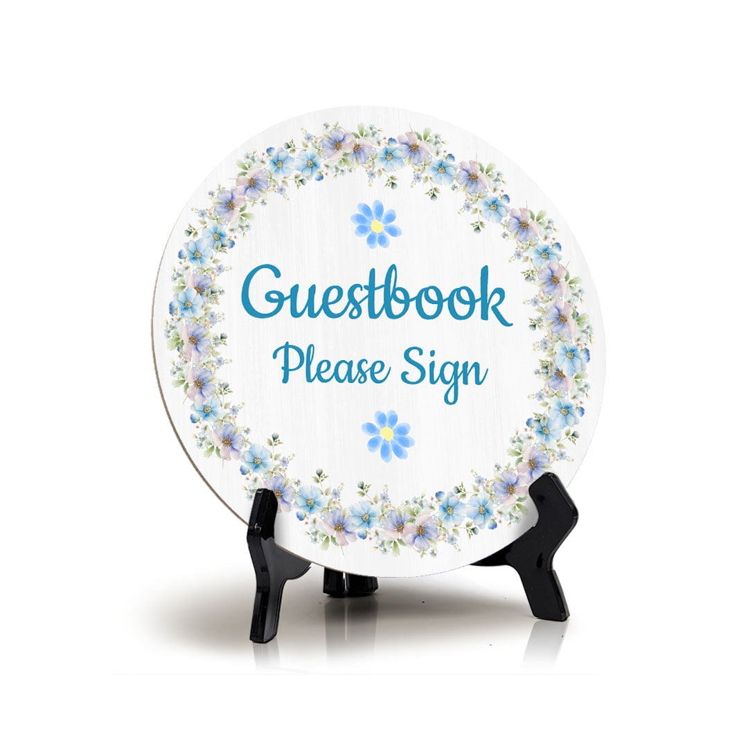 Guestbook Please Sign Baby Shower Decoration Circle 5x5" Table Sign ...