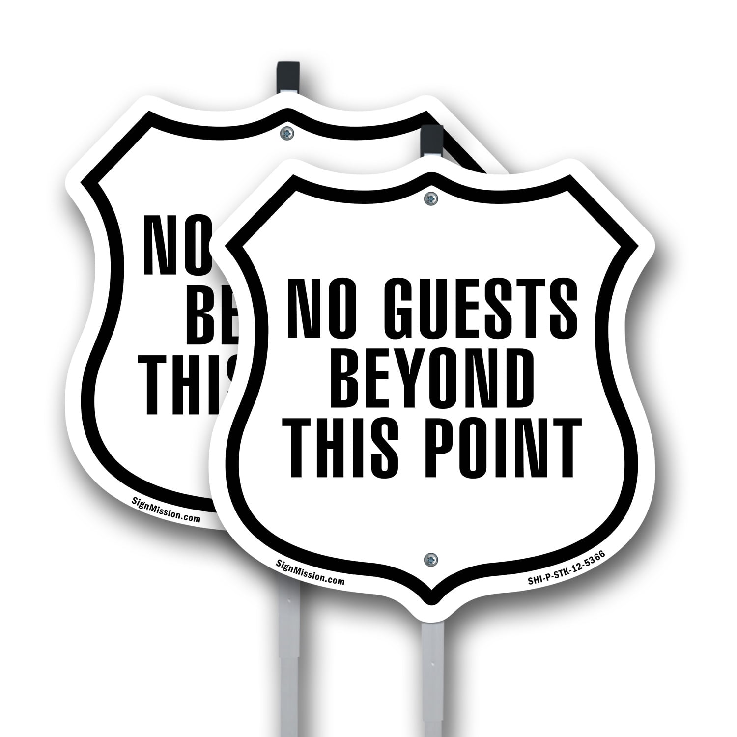 No Guests Beyond This Point (2 Pack) 12 inch X 12 inch Shield Shaped ...