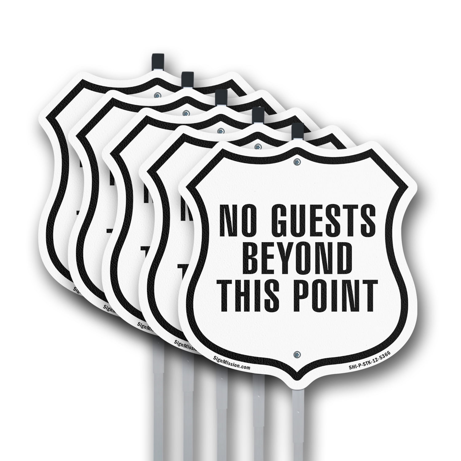 No Guests Beyond This Point (5 Pack) 12 inch X 12 inch Shield Shaped ...