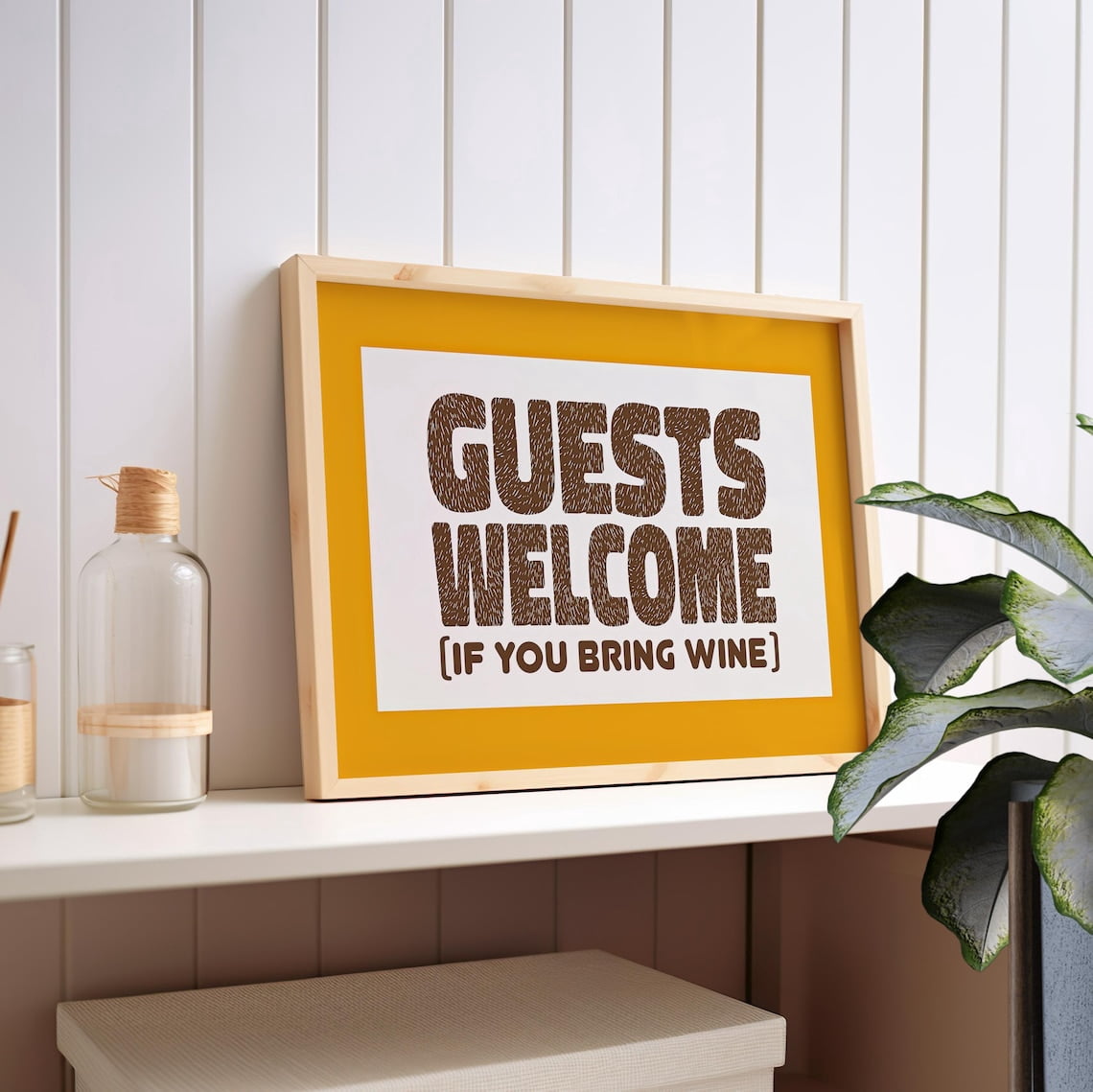 Guests Bring Wine Quote Wall Art Entryway Kitchen Decor, Unframed Paper ...