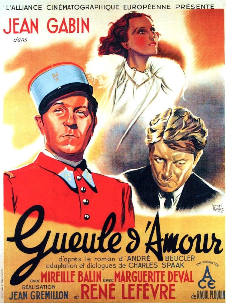Gueule D'Amour French Poster Art From Left: Jean Gabin Mireille Balin ...