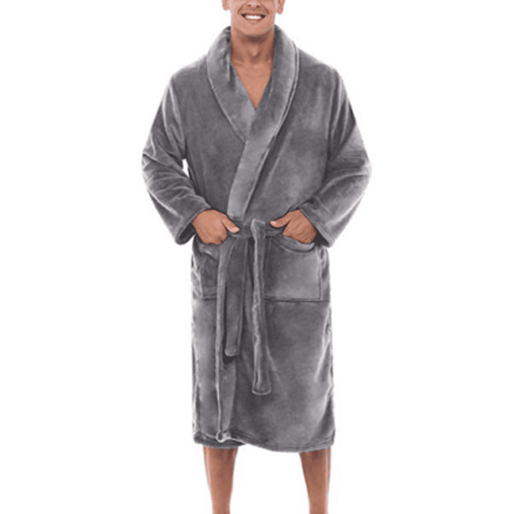 Gueuusu Fleece Mens Robe, Plush Flannel Robe for Men, Soft Bathrobe ...