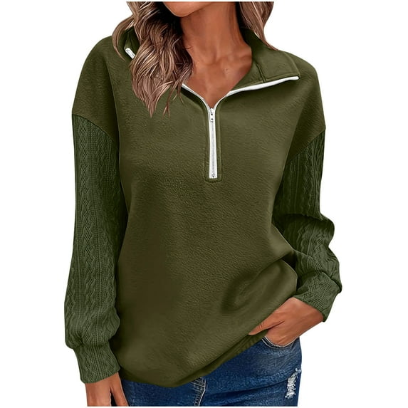 Gufahion Sweatshirt for Women Quarter Zip Womens Tops Pullover Long ...