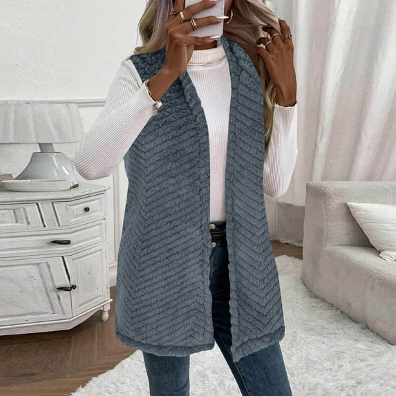 Gufahion Women's Sleeveless Open Front Cardigan Hooded Outerwear Vests ...