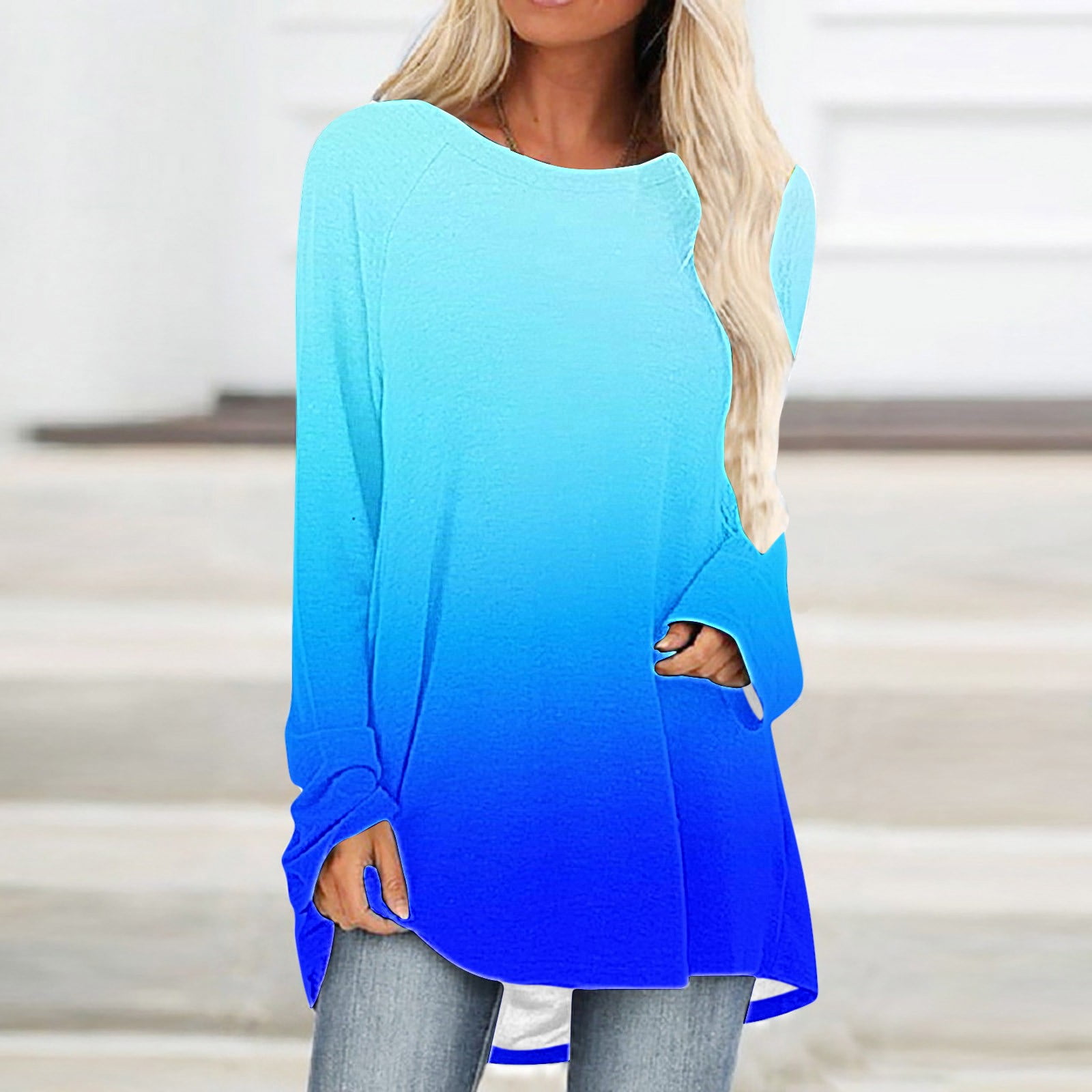 Gufahion Womens Oversized Long Sleeve Shirts Crewneck Tee Women Fall ...
