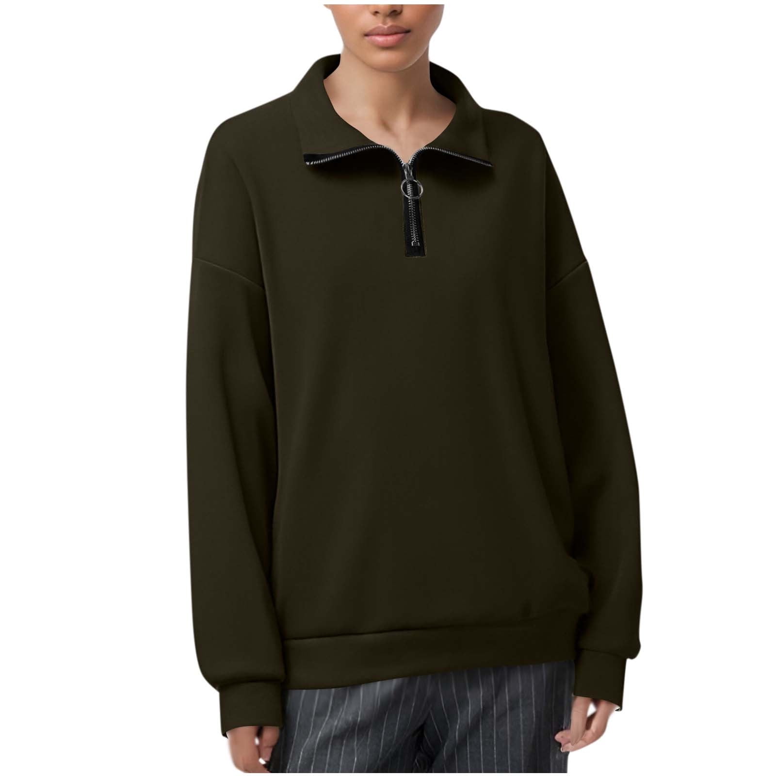Gufahion Womens Quarter Zip Sweatshirts Fall Long Sleeve Shirts ...
