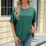 Gufahion Womens Short Sleeve Tops Crewneck T-Shirts Casual Summer ...