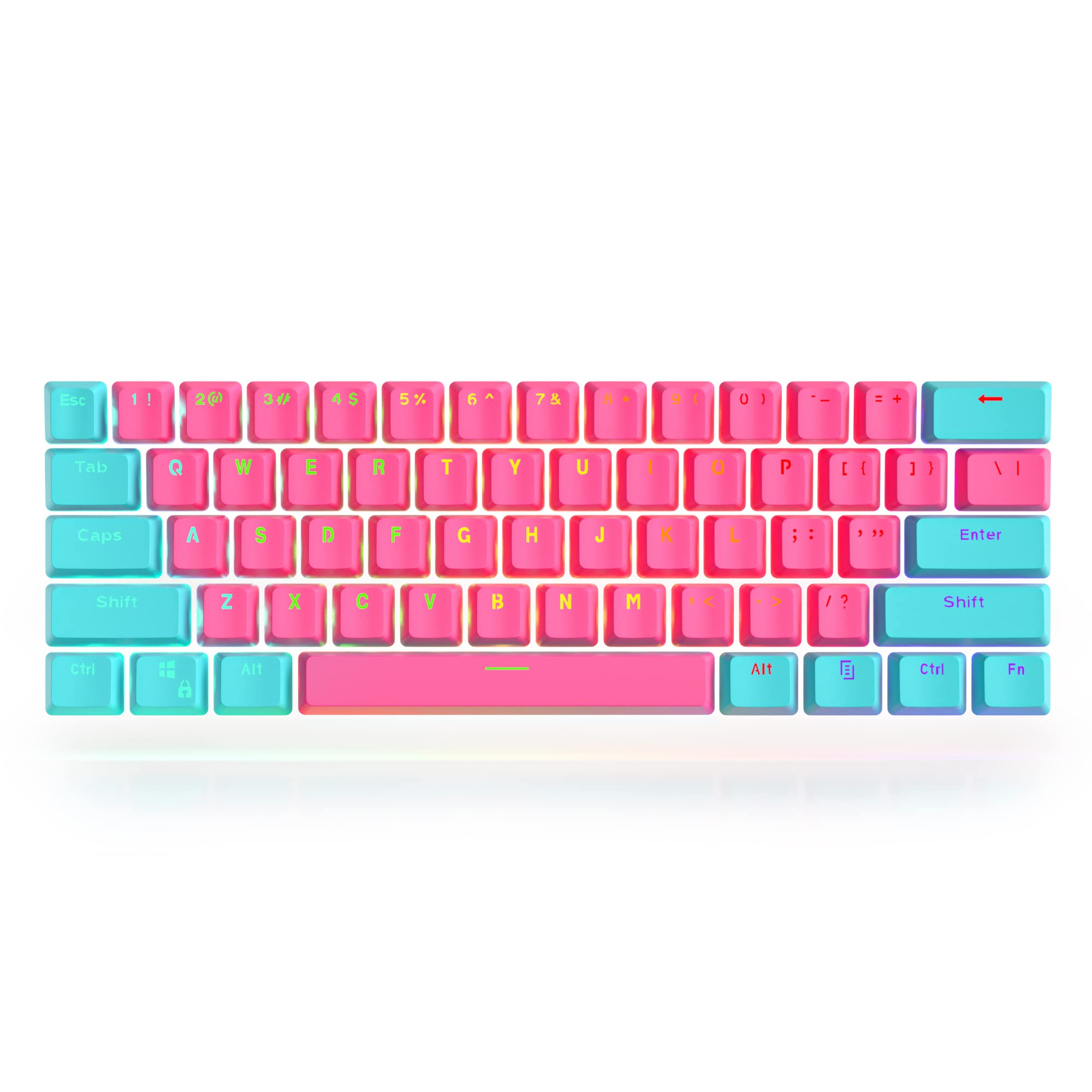 Guffercty kred 61 Keycaps 60 Percent Miami Keycaps Set PBT Keycap ...