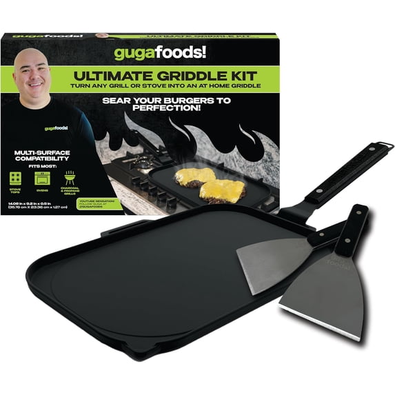 Guga Foods, Ultimate Griddle Kit, Multi-Surface Compatibility, 4-Piece ...