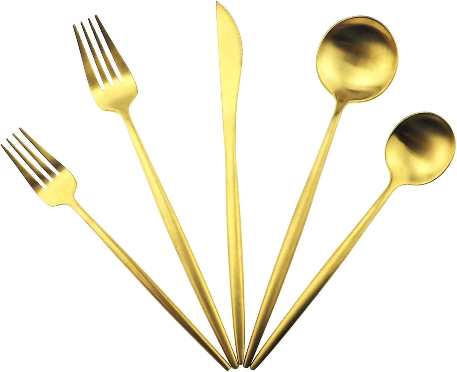 Gugrida 20-Piece 18/10 Stainless Steel Flatware Silverware, Luxury ...