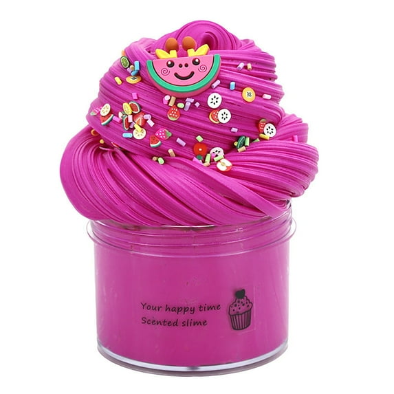Gui Gui Slime:Fluffy Deep Pink Scented Slime with Cute Cupcake Charms ...