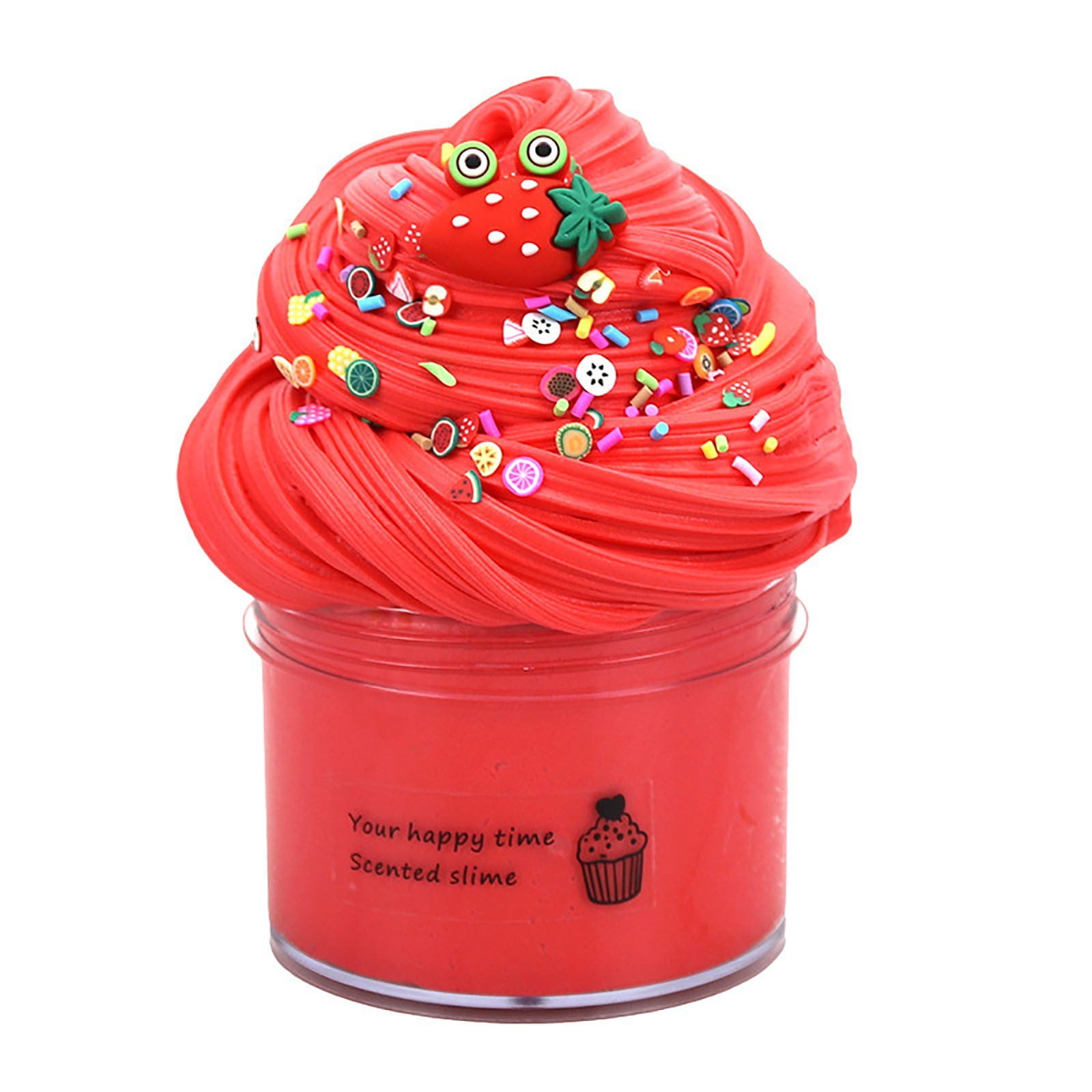 Gui Gui Slime:Fluffy Red Scented Slime with Cute Cupcake Charms and ...