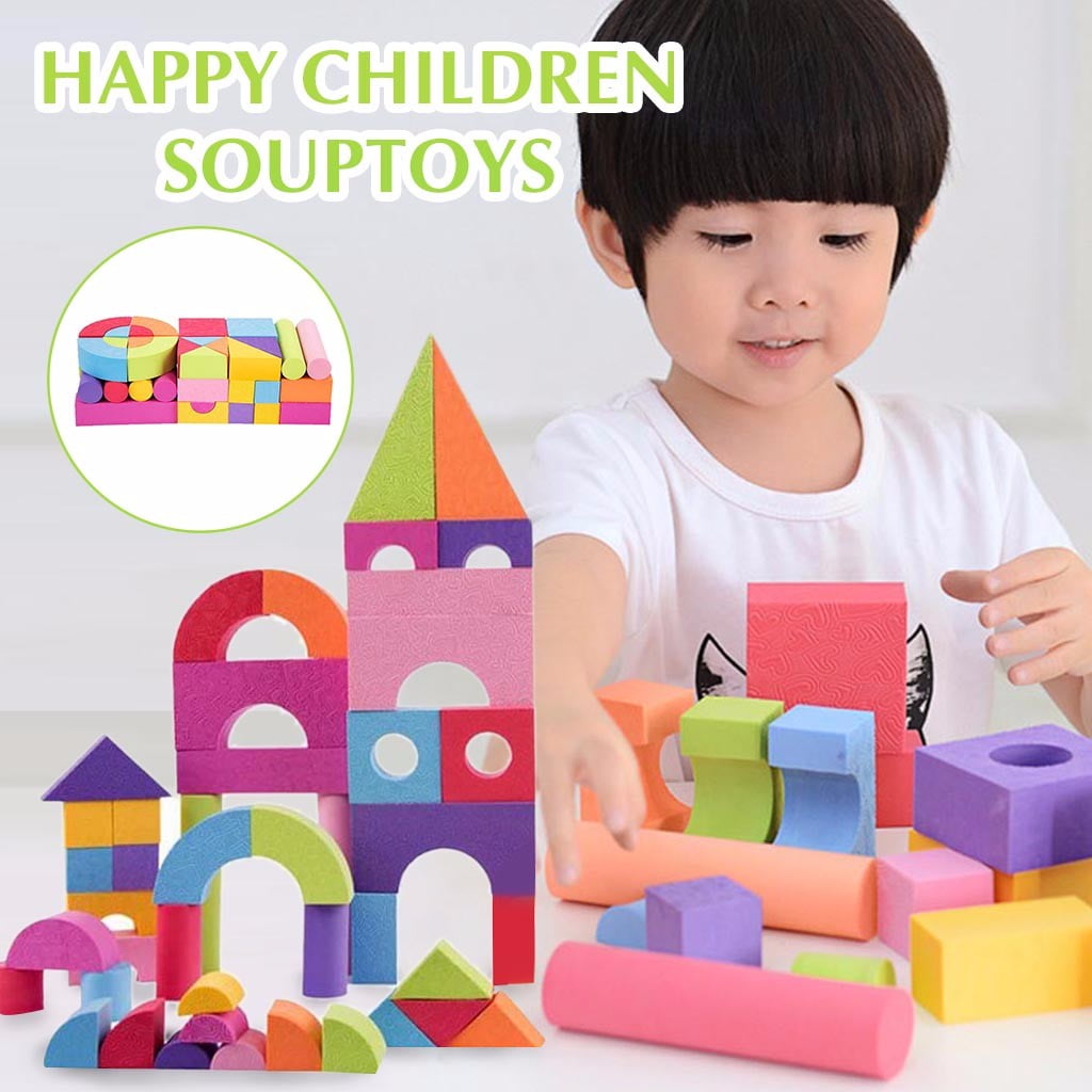 Guibest 50 Pieces EVA Foam Bright Colored Building Set Educational Toys ... Guibest 50 Pieces EVA Foam Bright Colored Building Set Educational Toys ...