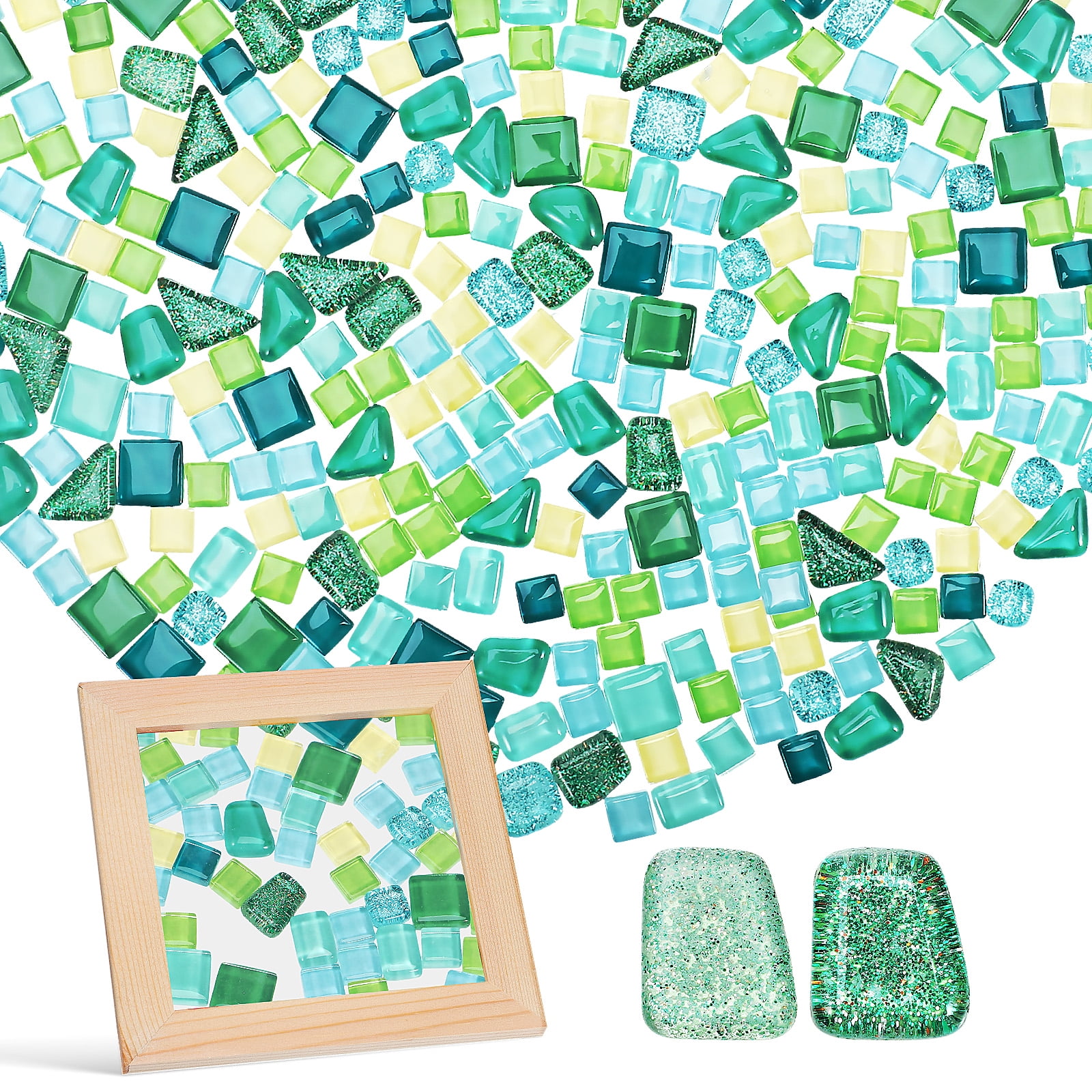 Guichaokj 2 Packs Glass Mosaic Tiles Diy Craft Mosaic Pieces Craft ...