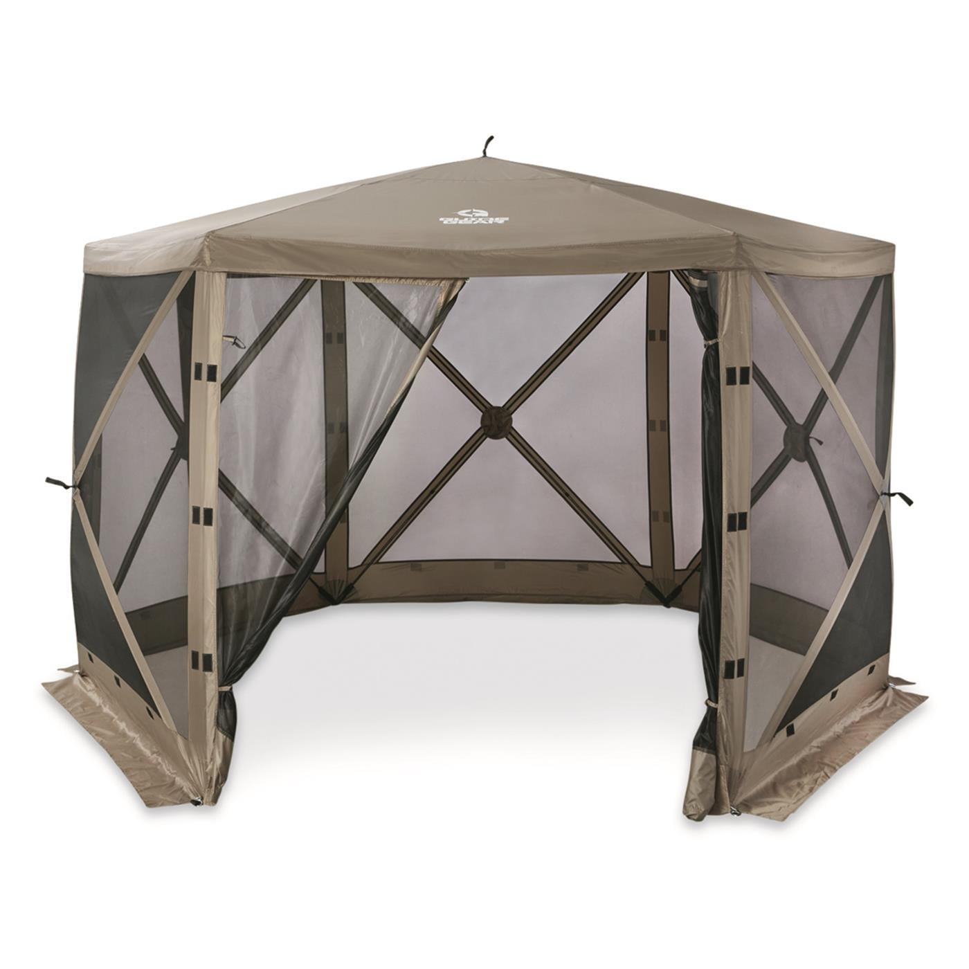 Guide Gear Instant Pop-Up Hex Screen House with Wind Panels & Zip ...