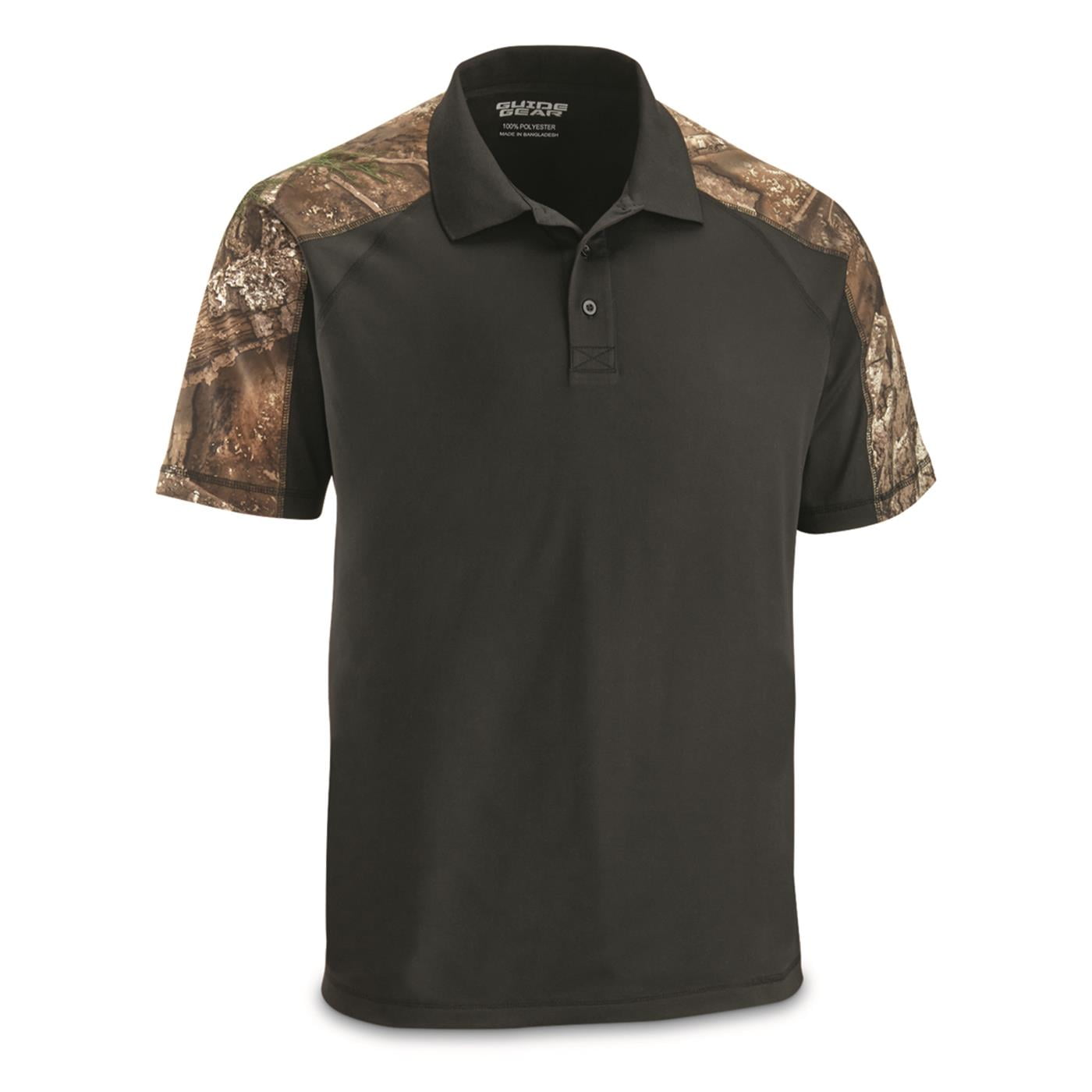 Guide Gear Men's Camo Detail Polo Shirt Black/Realtree APX XL - Walmart.com
