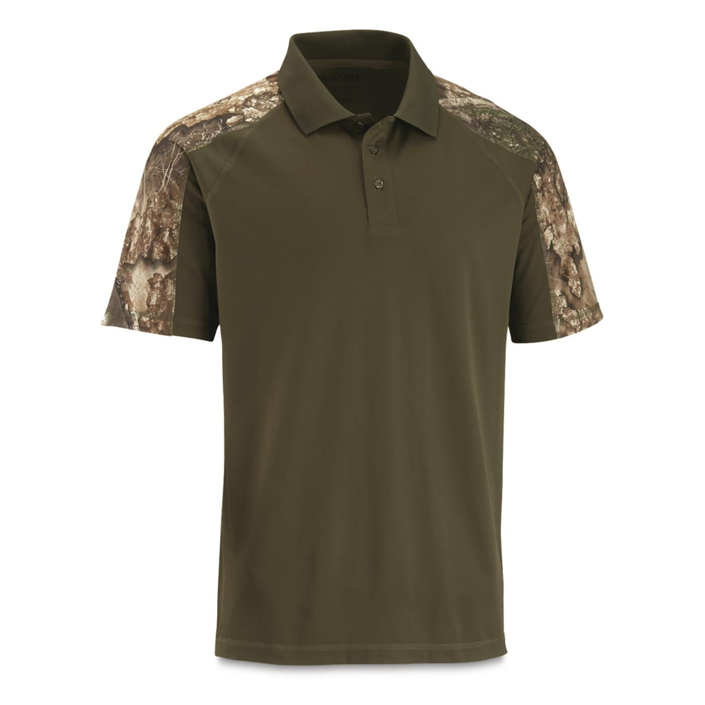 Guide Gear Men's Camo Detail Polo Shirt Olive/Realtree APX 2XL ...