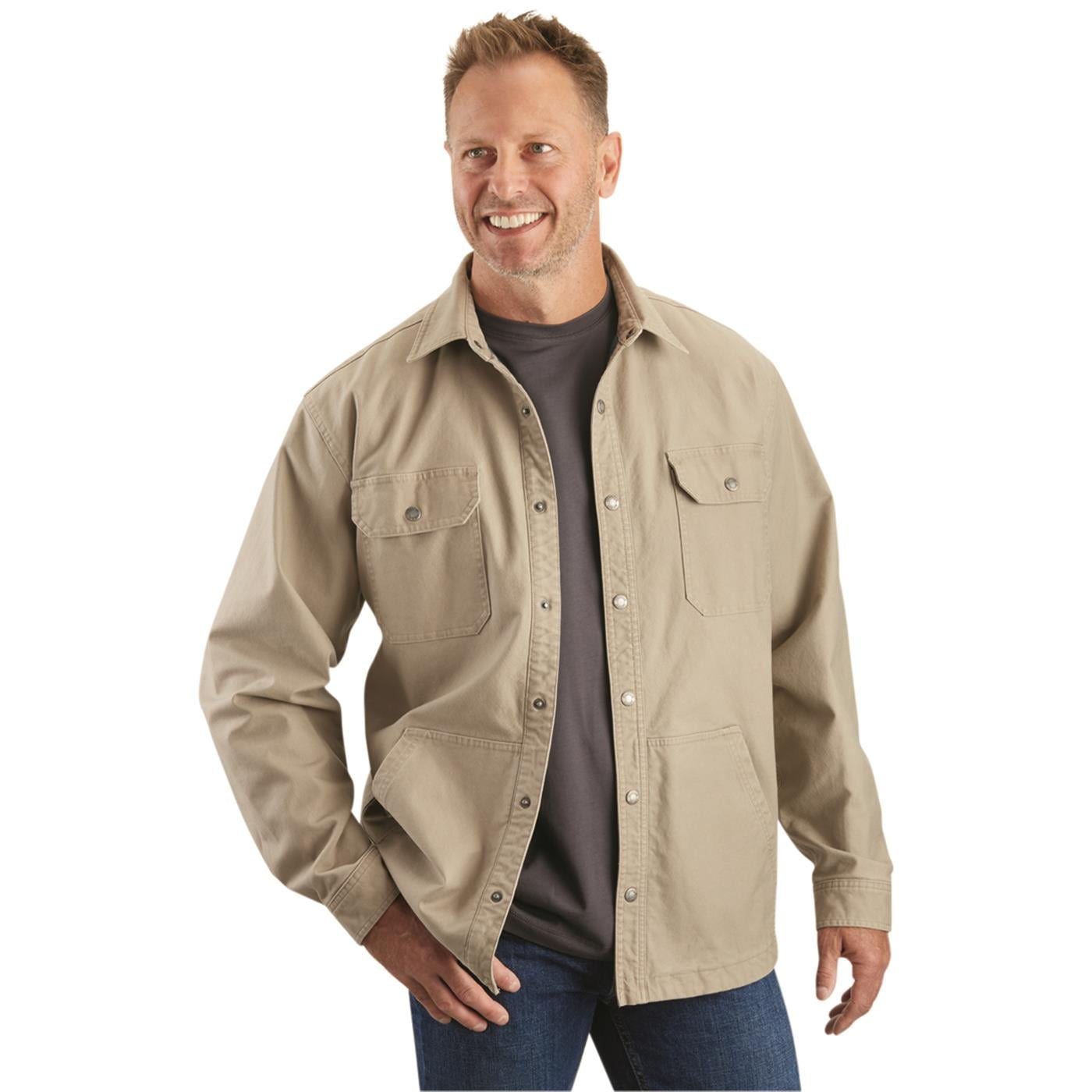 Guide Gear Men's Flex Canvas Flannel-Lined Shirt Jacket Long-Sleeve ...