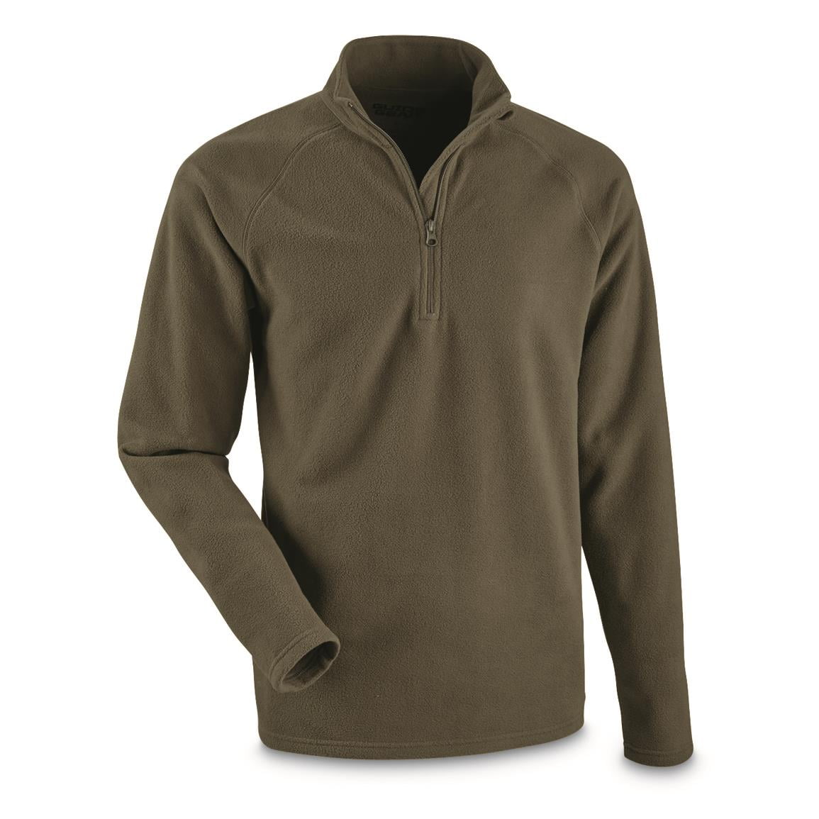 Guide Gear Men's Heavyweight Fleece Base Layer Quarter Zip Top Olive ...