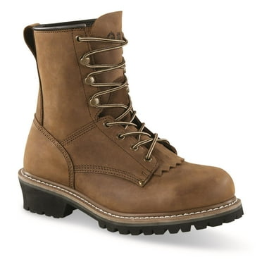 Men 9" Logger Boots Steel Toe Waterproof - Walmart.com