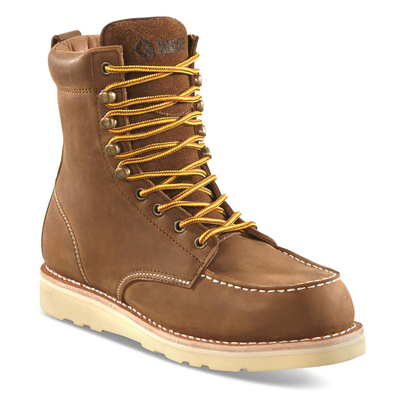 Guide Gear Men's Wedge 8" Moc Toe Work Boots Brown 10.5 2E (Wide ...