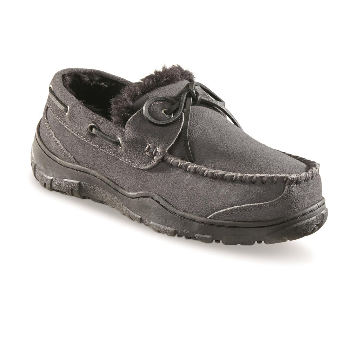Guide Gear Men's Suede Tie Moc Slippers Gunmetal 11D (Medium) - Walmart.com