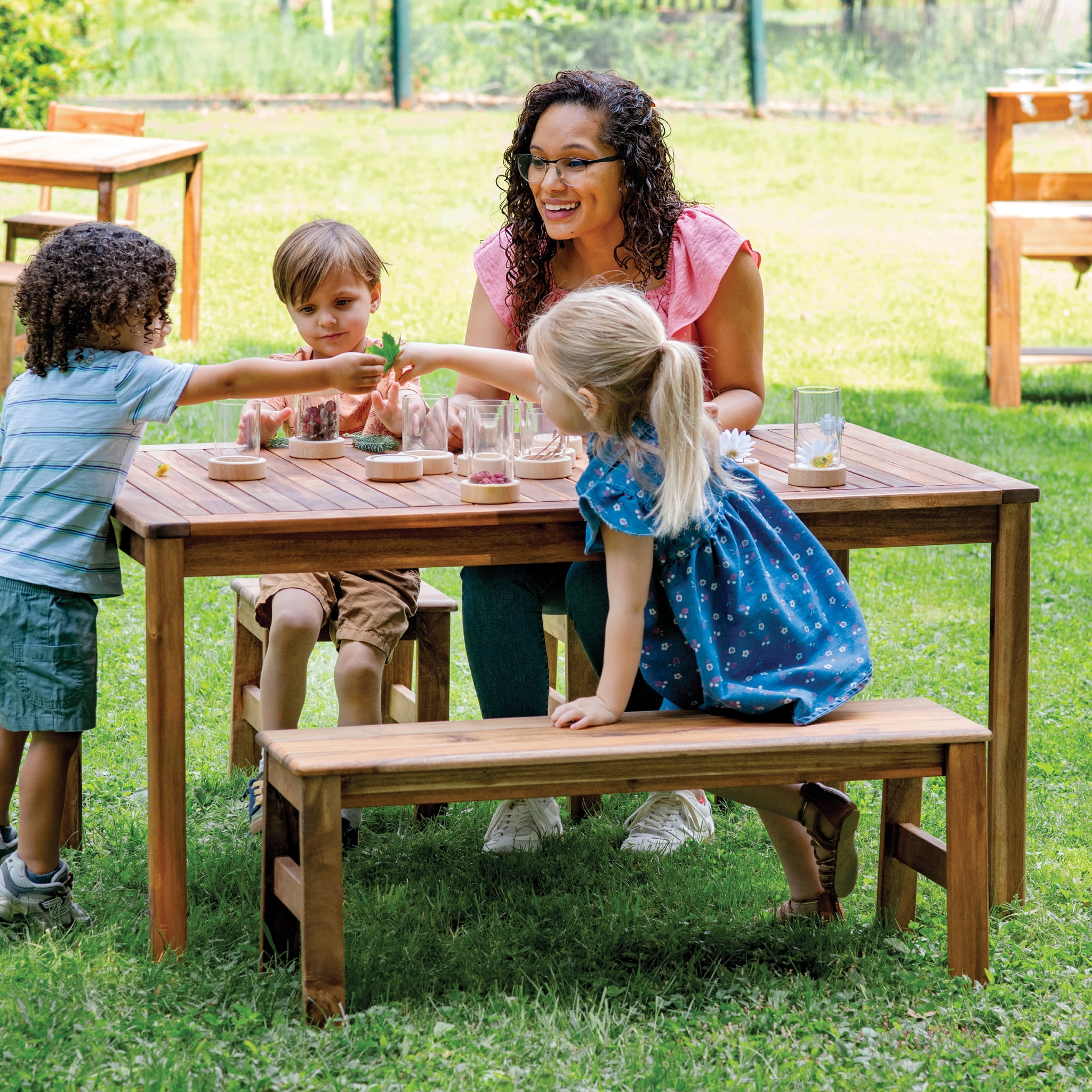 Guidecraft Acadia Kids Outdoor Table - Acacia Wood Activity Table for ...
