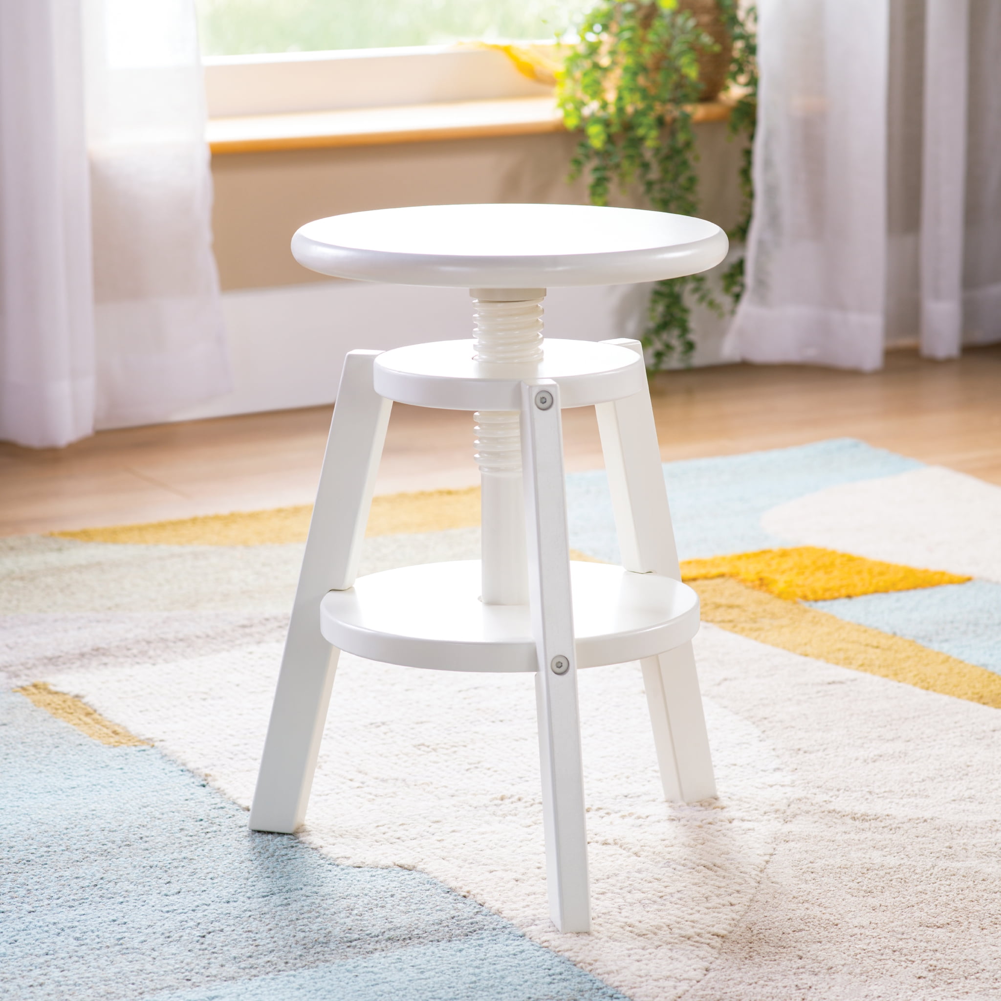 Guidecraft Adjustable Drafting Wooden Stool-White: Drafting Chair for ...