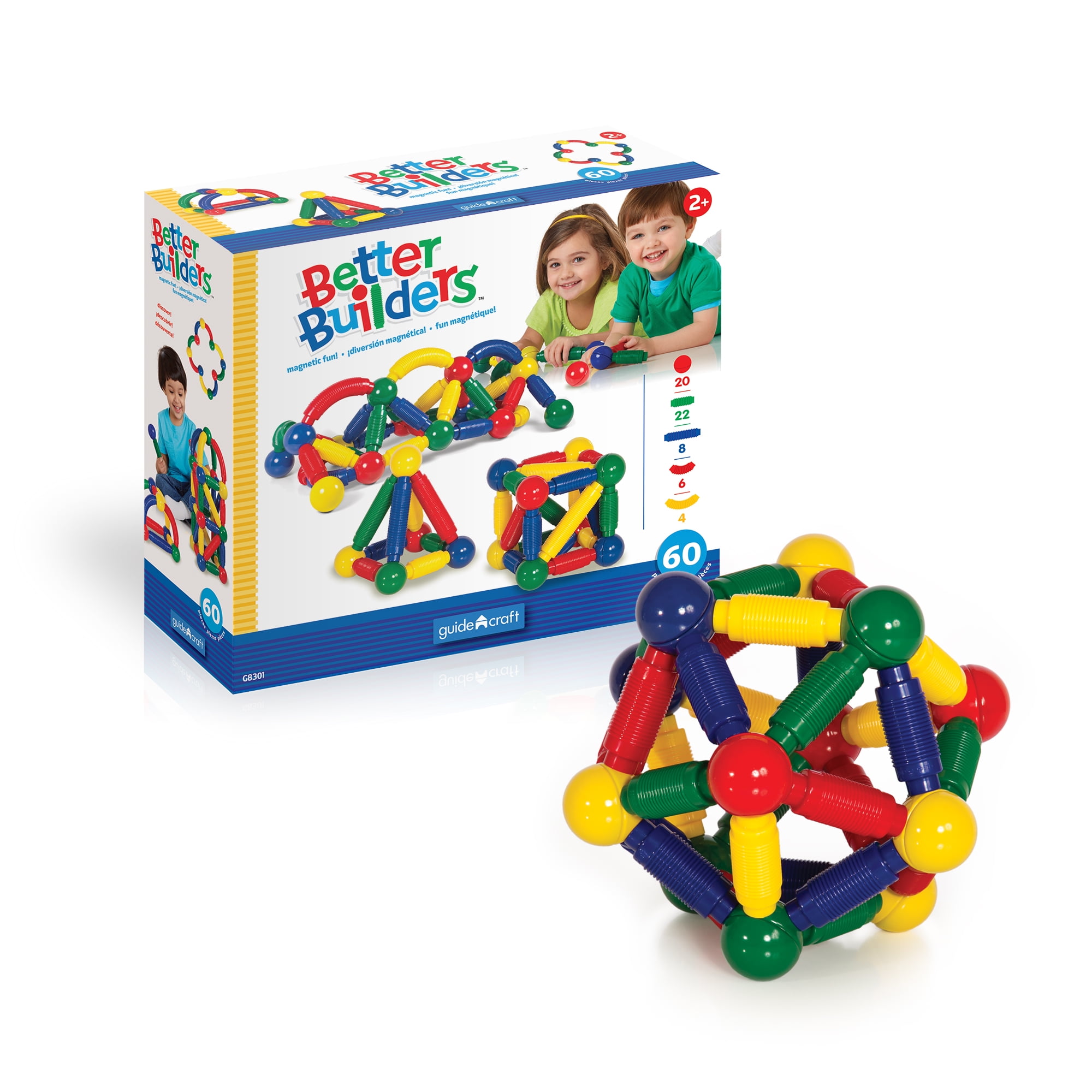 Guidecraft Better Builders 60 - Piece Magnetic Ball and Rod ...