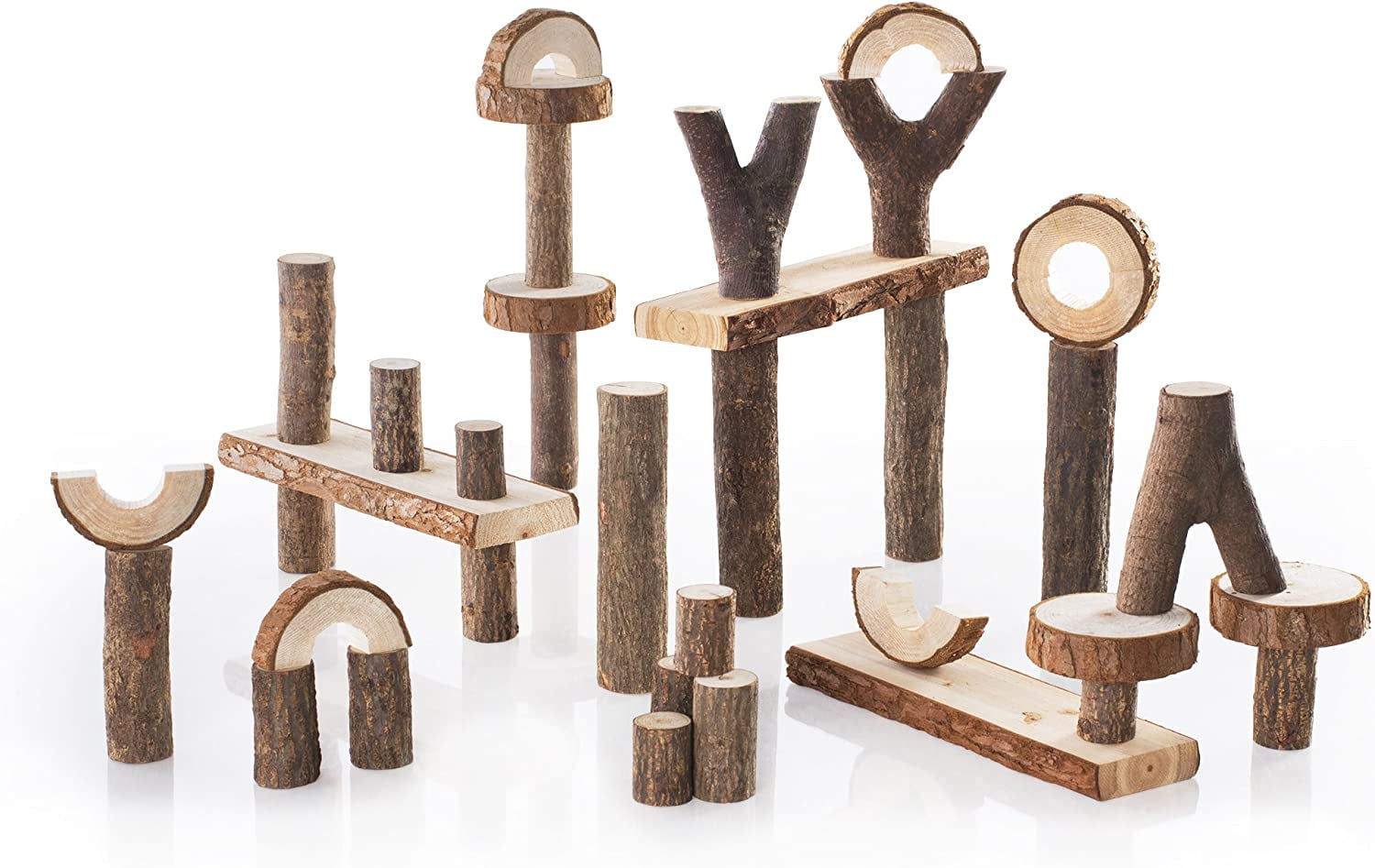 Guidecraft Branch Blocks - 36 Piece Kid's Natural Wooden Unit Building ...