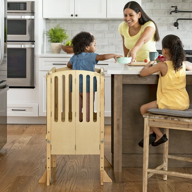 Guidecraft Contemporary Kitchen Helper Toddler Step Stool - Natural ...