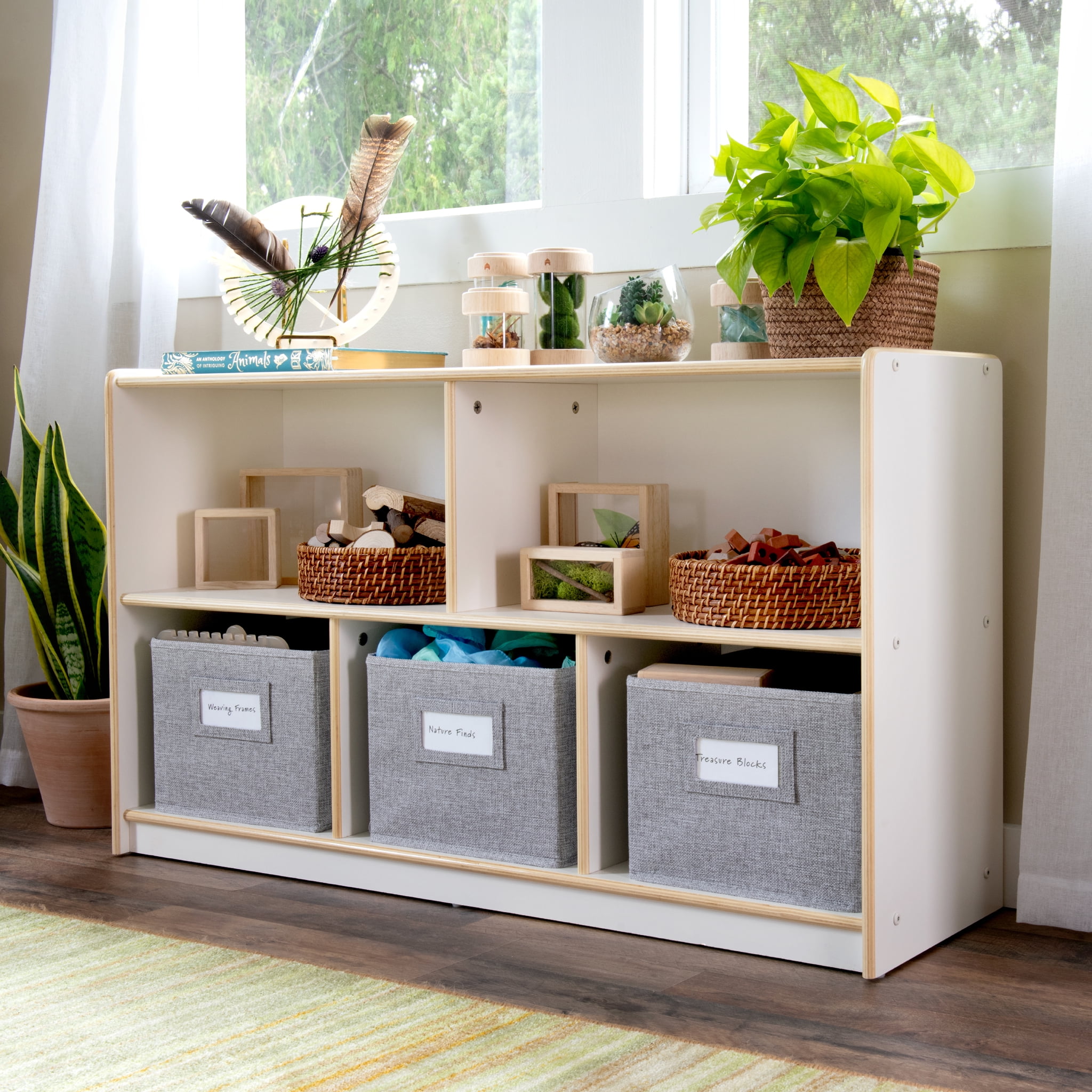 Guidecraft EdQ 2-Shelf 5-Compartment Children's Organizer: White ...