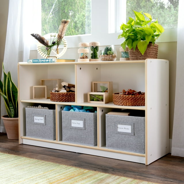 Guidecraft EdQ 2-Shelf 5-Compartment Children's Organizer: White ...