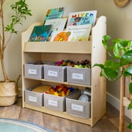 Guidecraft EdQ Shelves and 10 Bin Storage Unit 30" Natural: Wooden ...