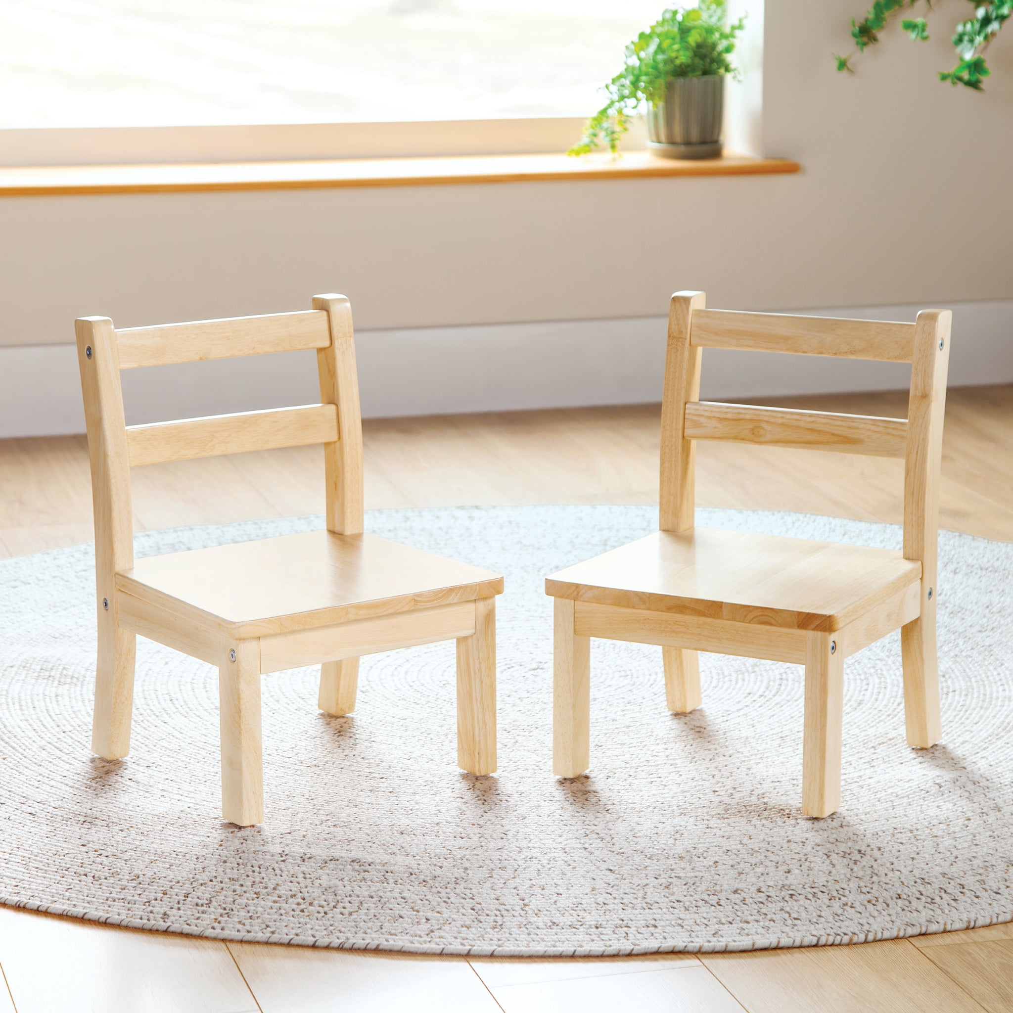Guidecraft EdQ Hardwood Kids Chair Set of 2 - Natural: Ladderback ...